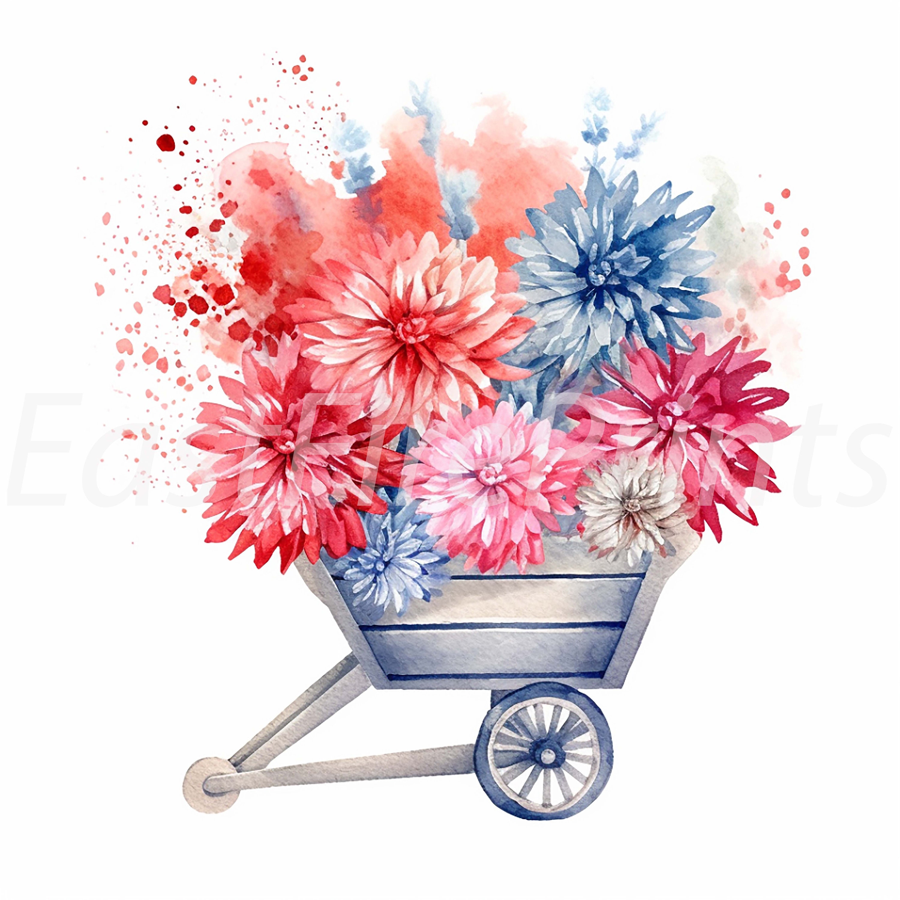 Watercolor 4th of July Floral Clipart Collection 3 Patriotic - Etsy