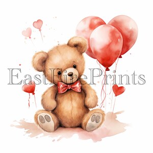Watercolor Teddy Bear Clipart, High Quality Png, Love Printable, Teddy ...