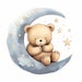 Teddy Bear on Moon Clipart High Quality PNG Moon and Stars - Etsy