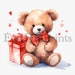 Valentine Teddy Bear PNG Watercolor Clipart Love Wall Art - Etsy
