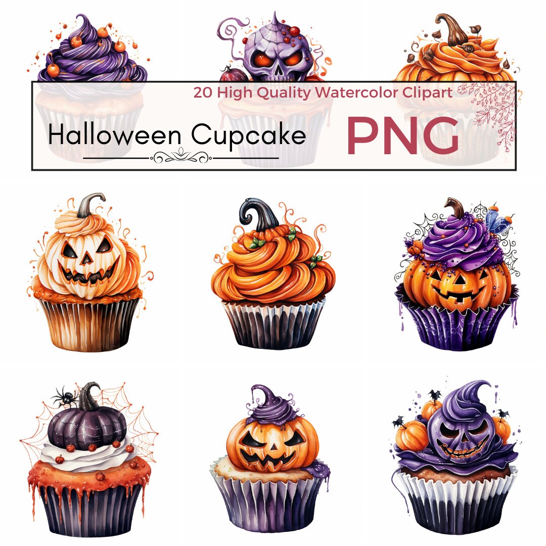 Halloween Cupcake Clipart High Quality Png Dessert Clip Art - Etsy