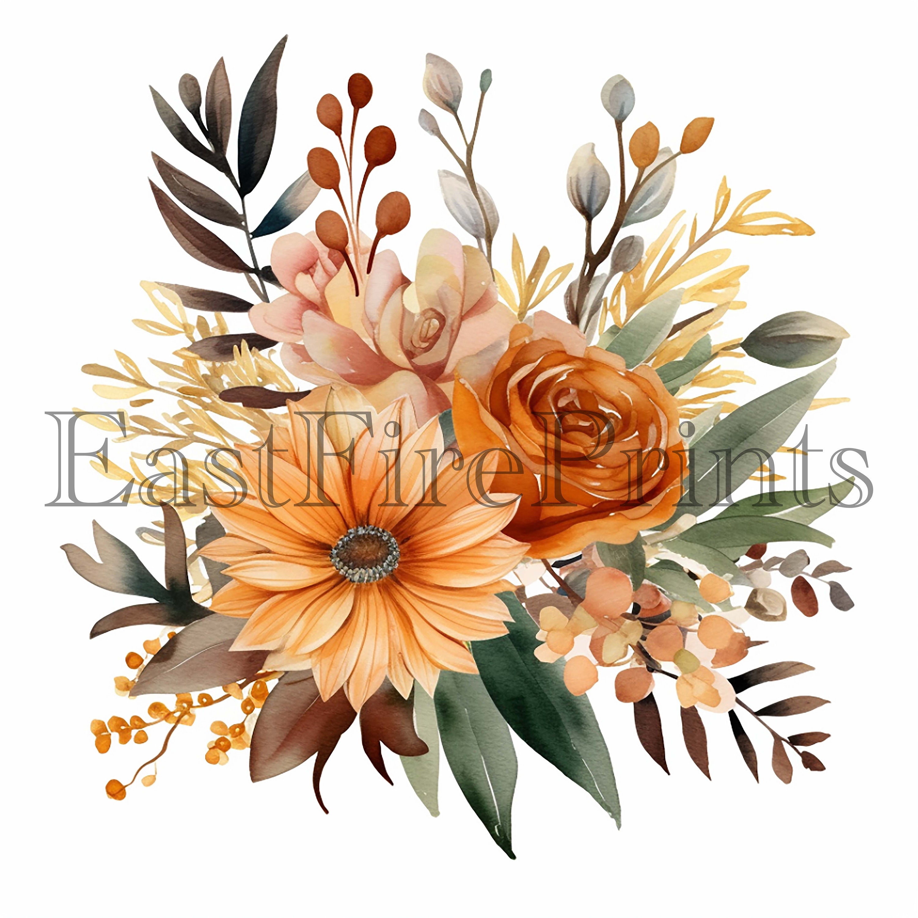 20 Watercolor Autumn Floral Clipart High Quality Png Fall - Etsy
