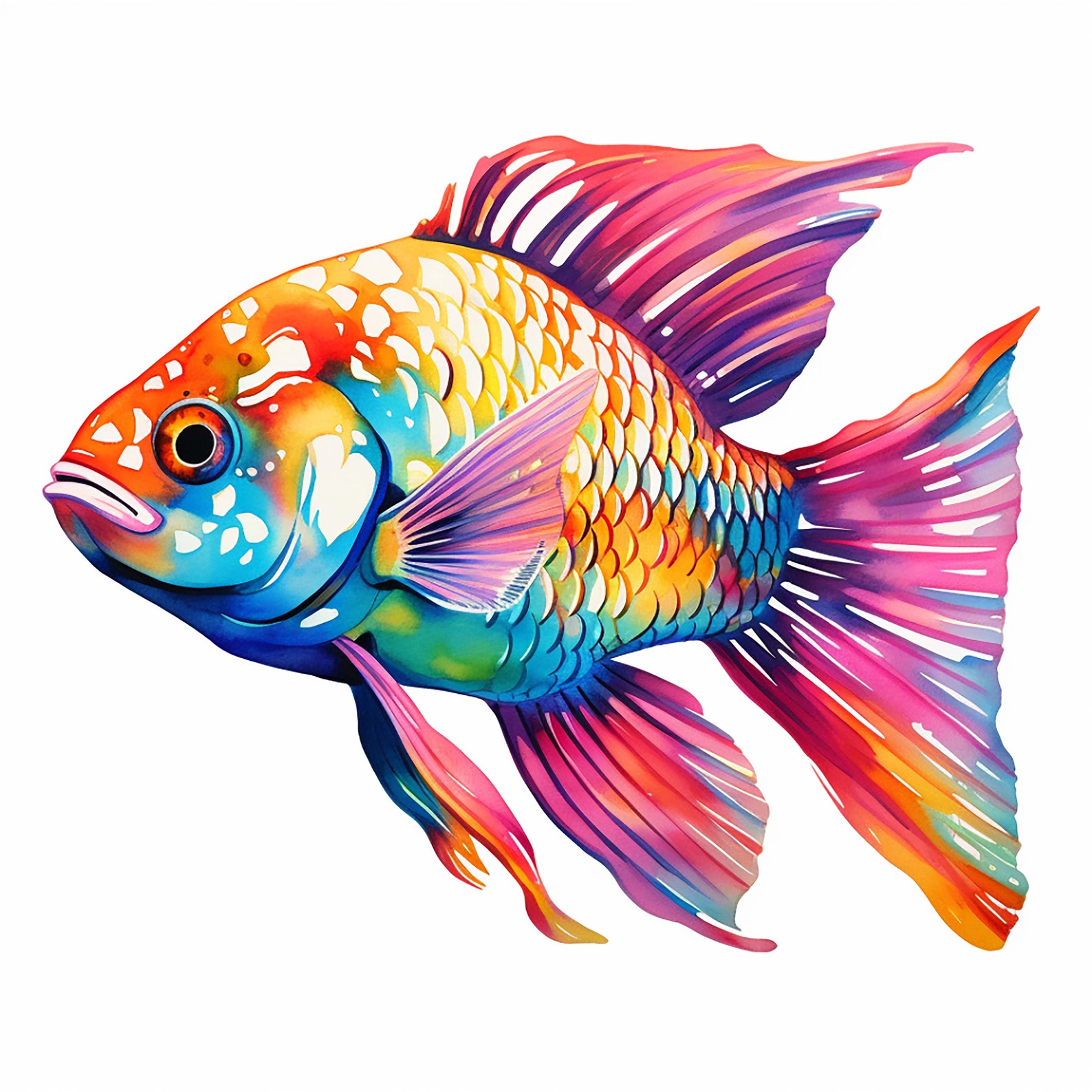 Pop Art Fish Clipart Fish Png Colorful Fish Clipart Pop Art - Etsy