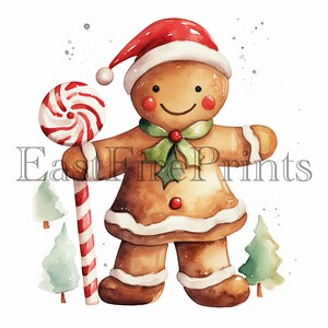 Watercolor Gingerbread Clipart PNG Files, Christmas Clip Art, Winter ...
