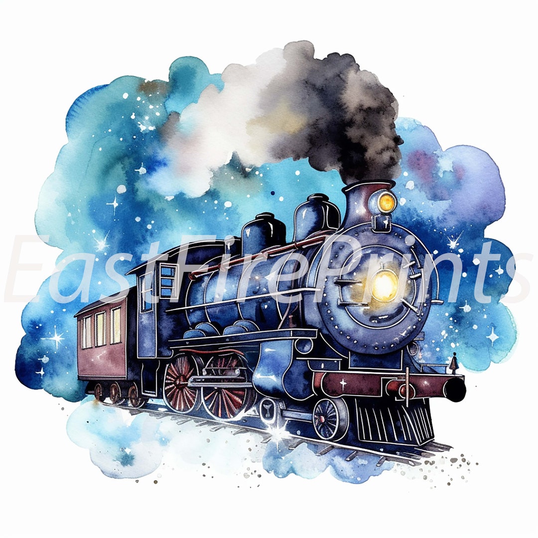 Set of 20 Watercolor Steam Train Clipart Vintage Railroad - Etsy