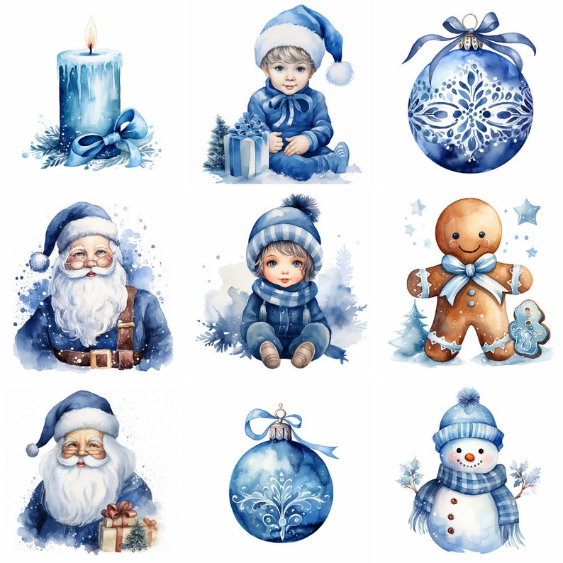 Blue Christmas Clipart High Quality PNG Christmas Art Cute - Etsy