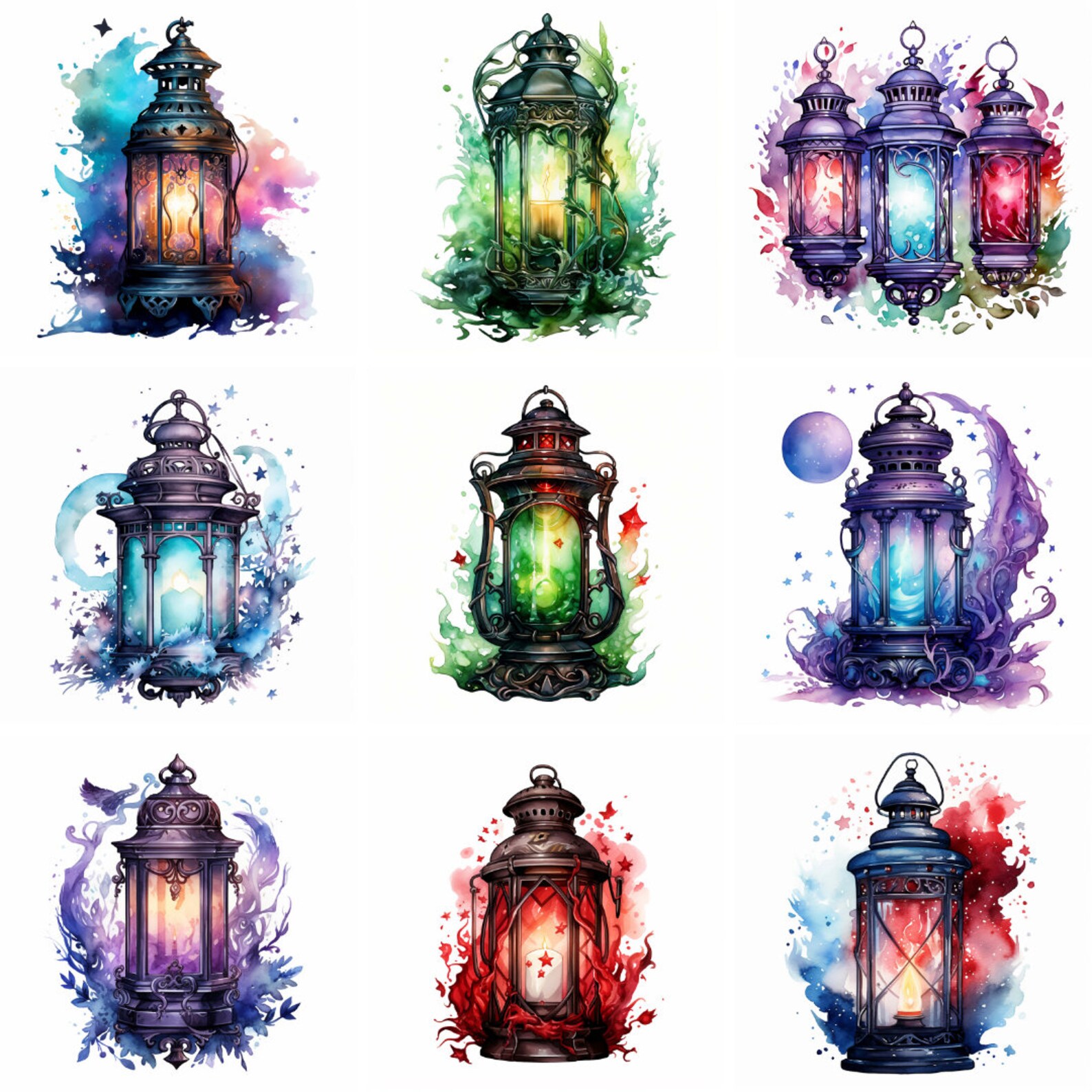 Watercolor Fantasy Lantern Clipart Fantasy Art Lantern Jpg - Etsy