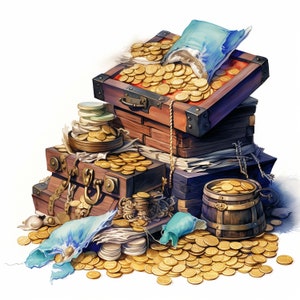 Pirate Treasure Clipart, High Quality PNG Gold Coins Treasure Chest ...