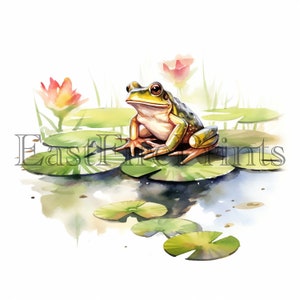 20 Watercolor Lily Pads Clipart PNG, Springtime Cute Lily Pad and Lily ...