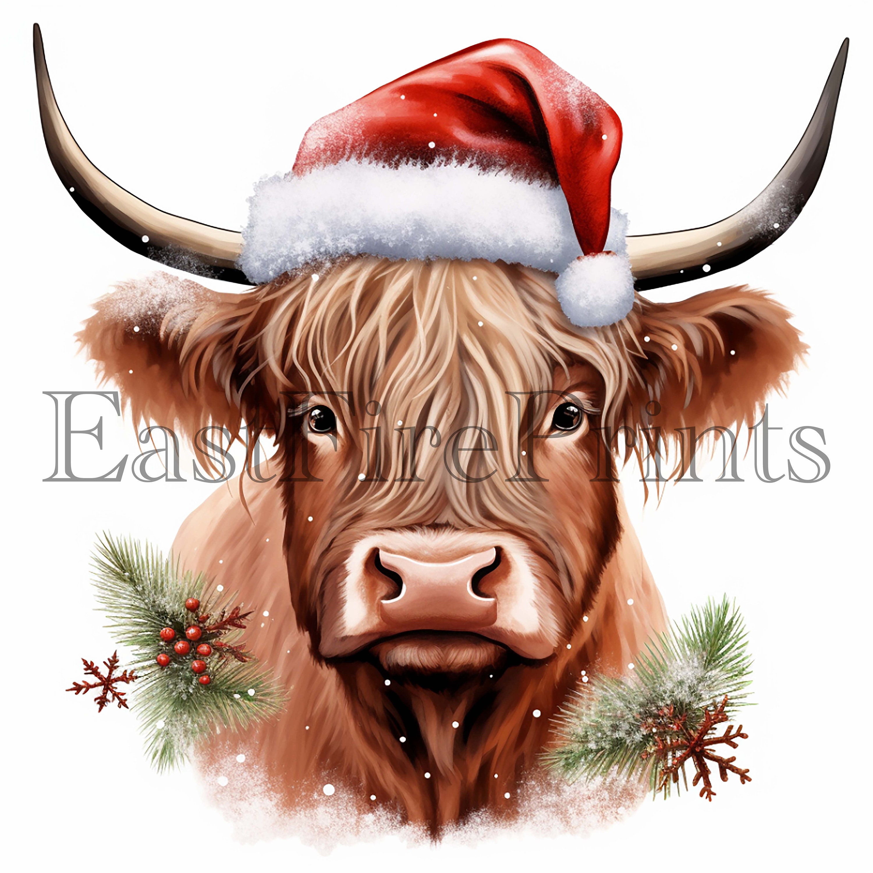 20 Christmas Highland Cow Watercolor Clipart Farm Holiday - Etsy