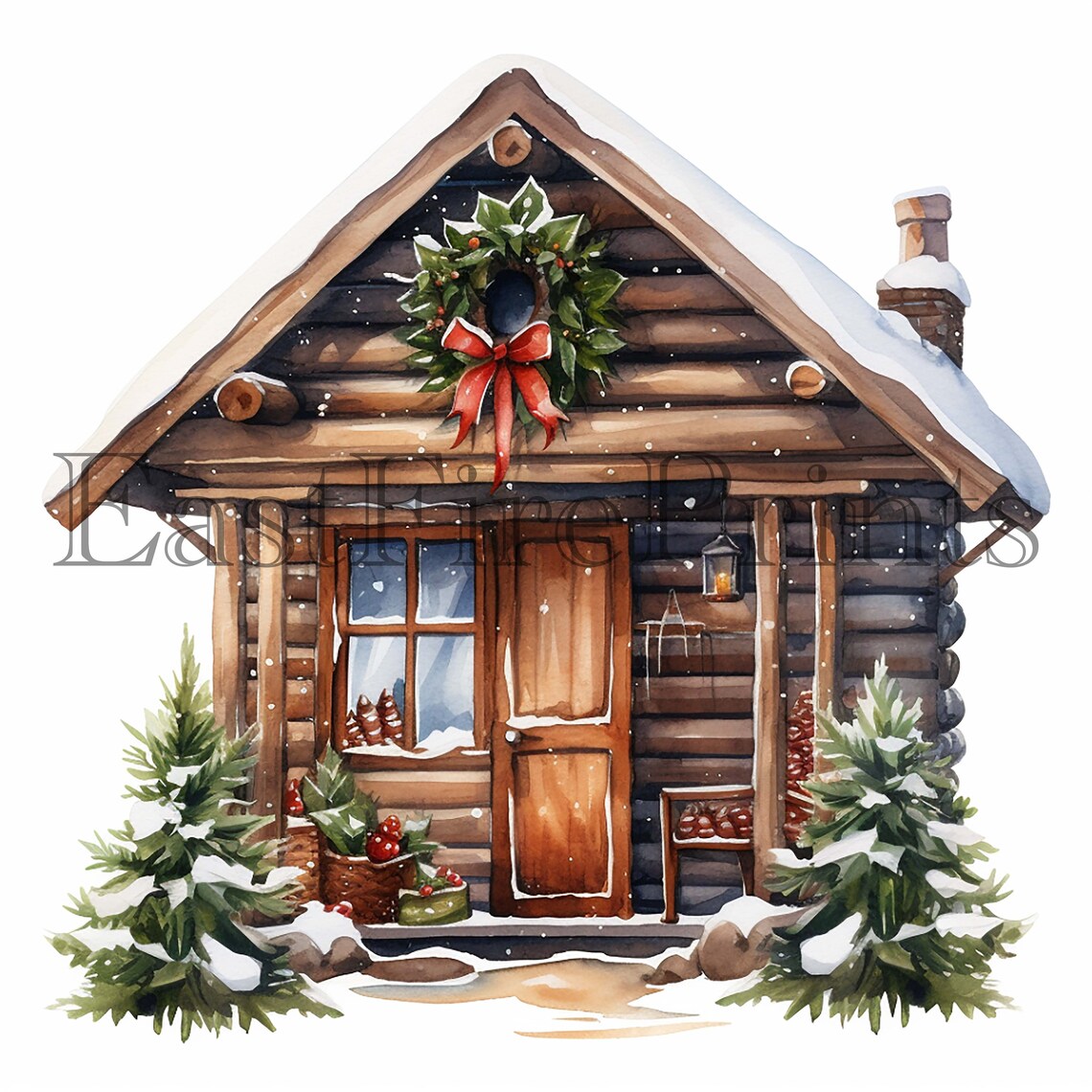 Watercolor Log Cabin Clipart PNG Forest House Home Clip Art - Etsy