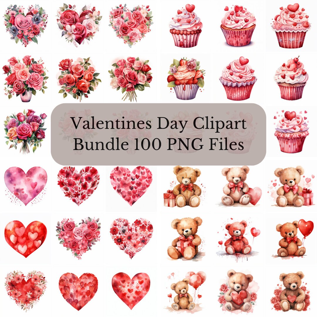 Watercolor Valentine Day Clipart, High Quality Png, Valentine Print ...