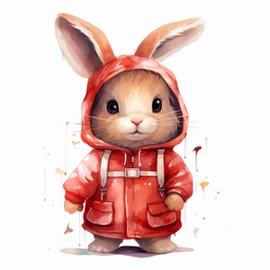 Bunny in Raincoat Clipart, High Quality PNG, Cute Nursery Clipart ...