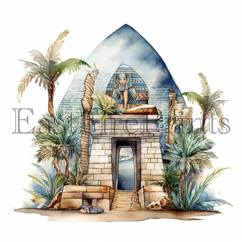 20 Watercolor Ancient Egypt Clipart PNG Pyramids Cleopatra - Etsy