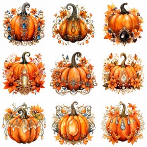 Watercolor Gem Pumpkin Clipart, Halloween Clipart, Pumpkin Png ...
