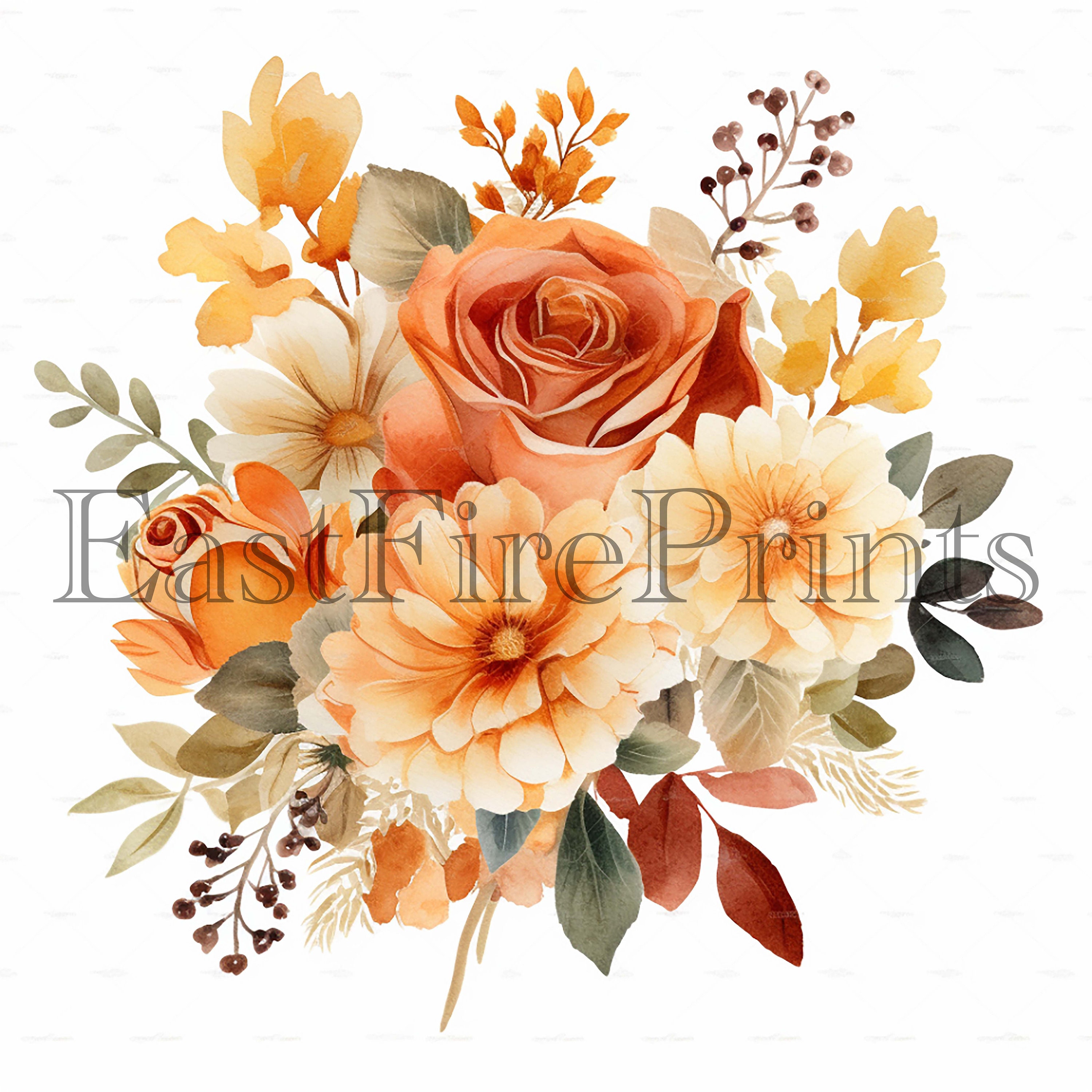 20 Watercolor Autumn Floral Clipart High Quality Png Fall - Etsy