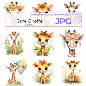 Watercolor Cute Giraffe Clipart, Baby Animal Clipart, Safari Nursery ...