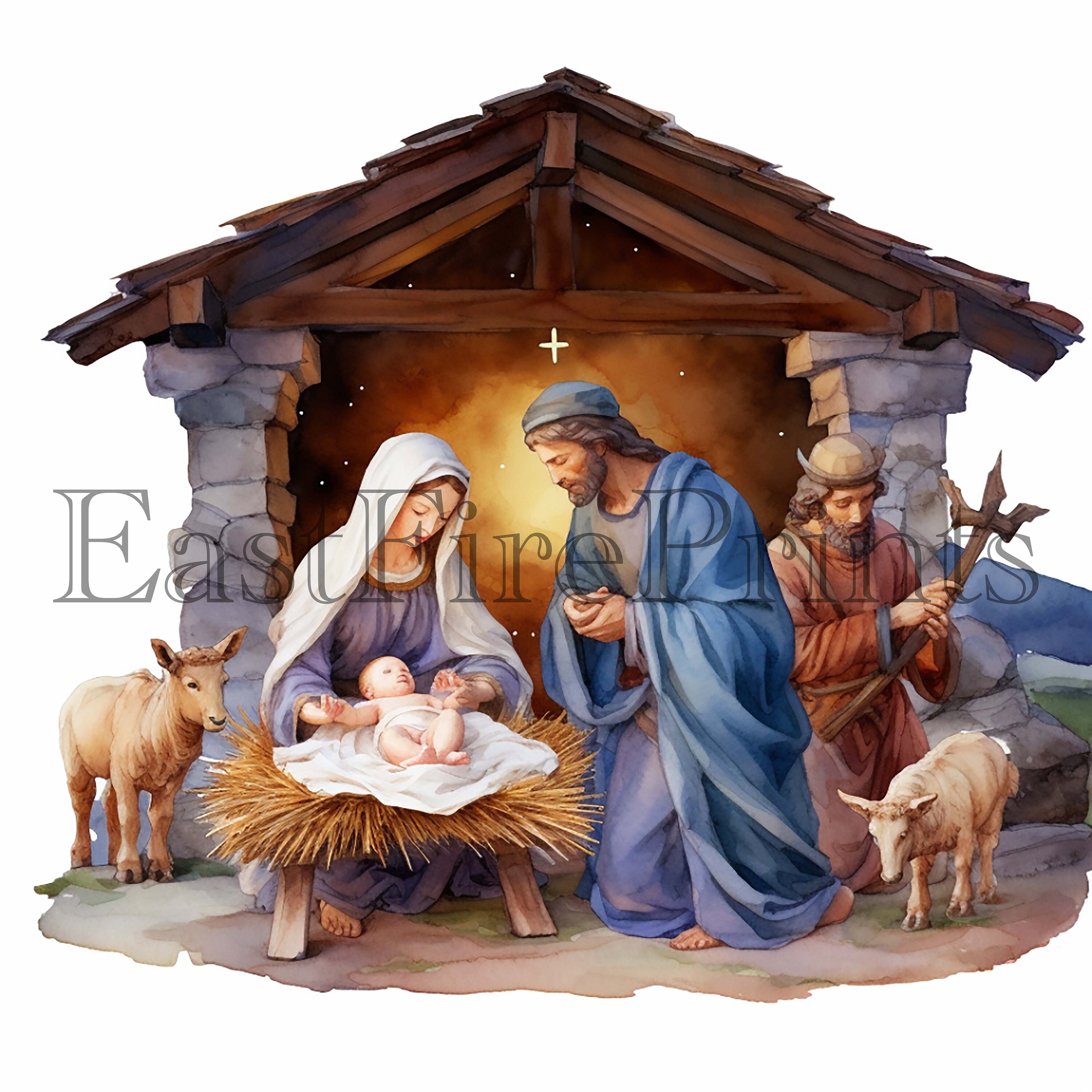 Acuarela Navidad Belén Clipart, png de alta calidad, clip art religioso ...