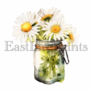 Watercolor Daisies Clipart PNG, Spring Floral Clip Art, Flowers and ...