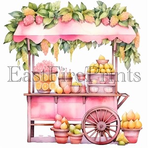Watercolor Pink Lemonade Stand Clipart PNG Files, High Quality Food ...