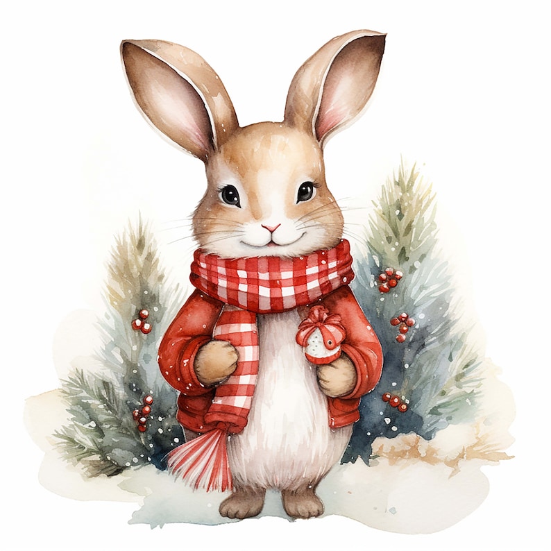 Christmas Bunny Clipart High Quality Png Christmas Clipart - Etsy
