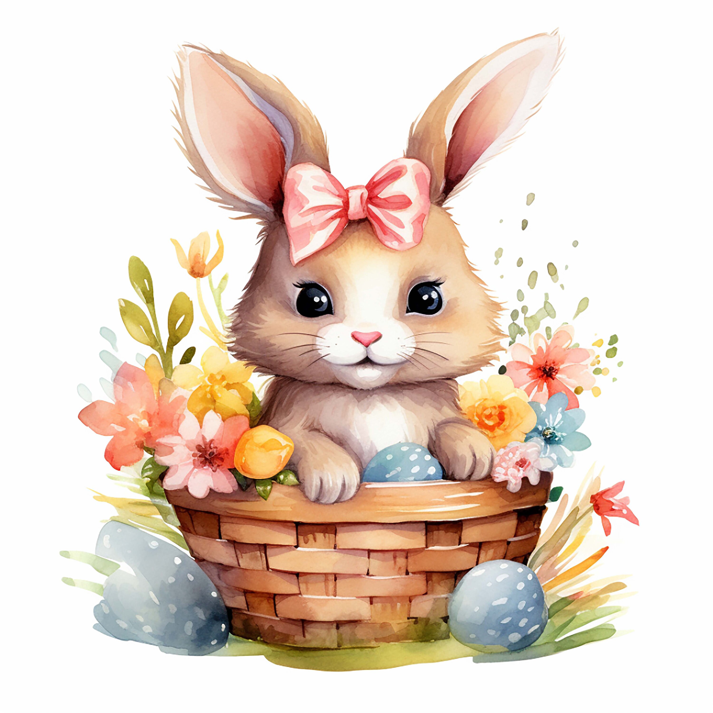 Easter Bunny Basket Clipart High Quality PNG Easter Clipart - Etsy