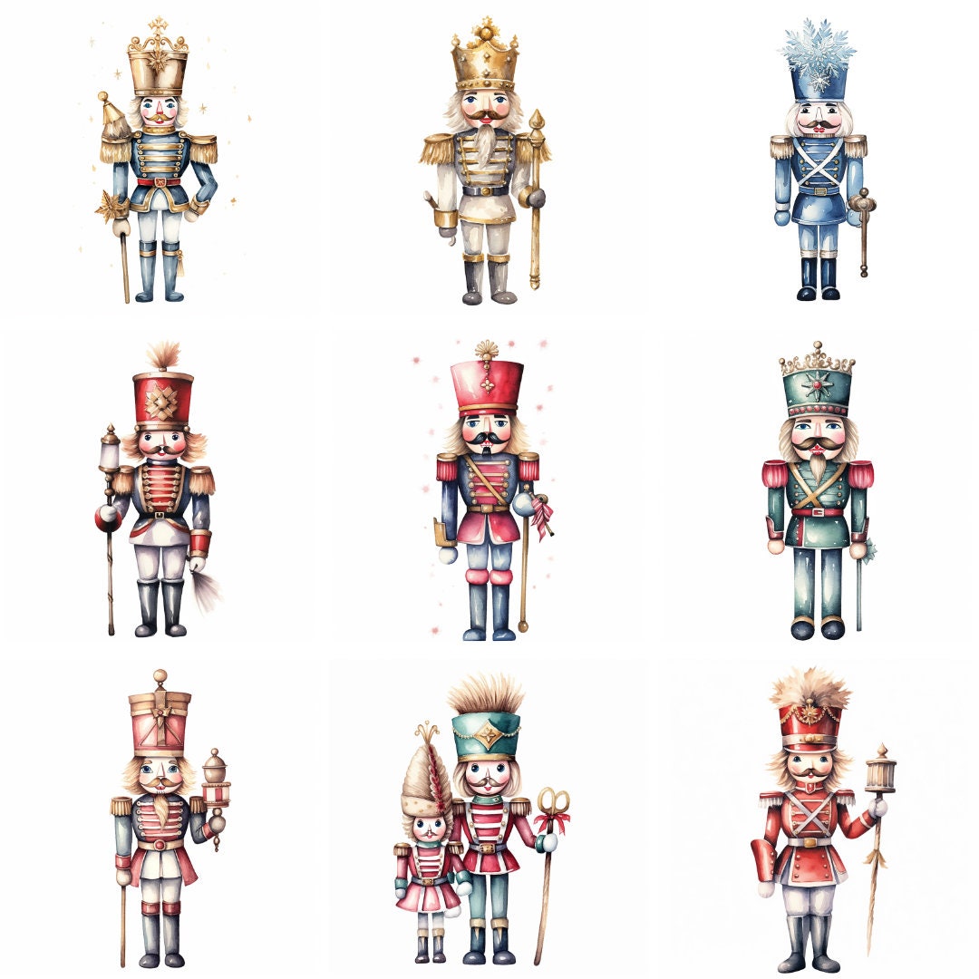 Watercolor Christmas Nutcracker Clipart PNG Files, Xmas Clip Art ...