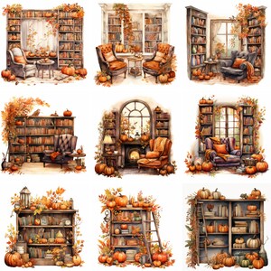 Autumn Library Clipart, Autumn Prints, Fall Png, Halloween Clipart ...
