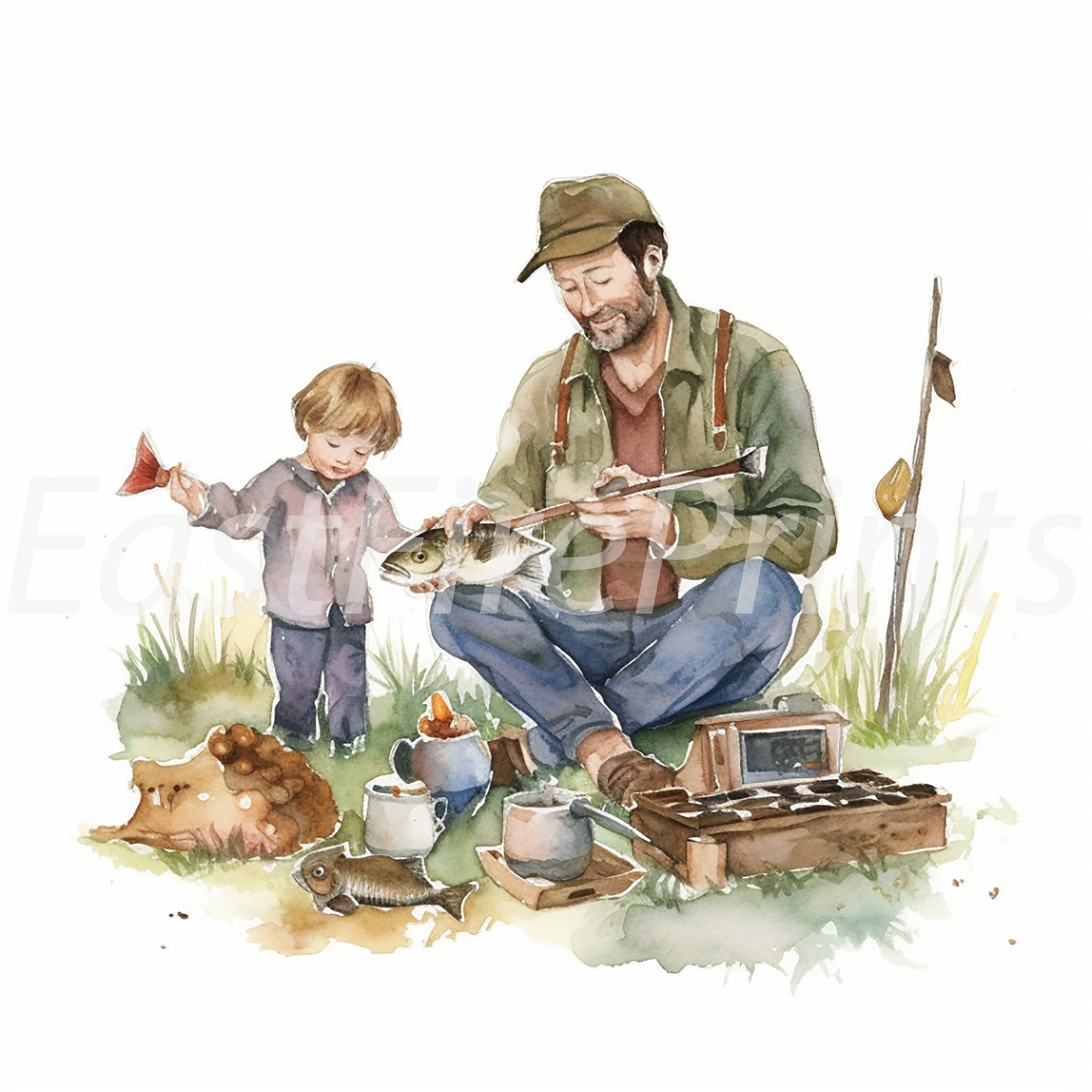 Watercolor Fathers Day Clipart Set of 5 Card Making High - Etsy