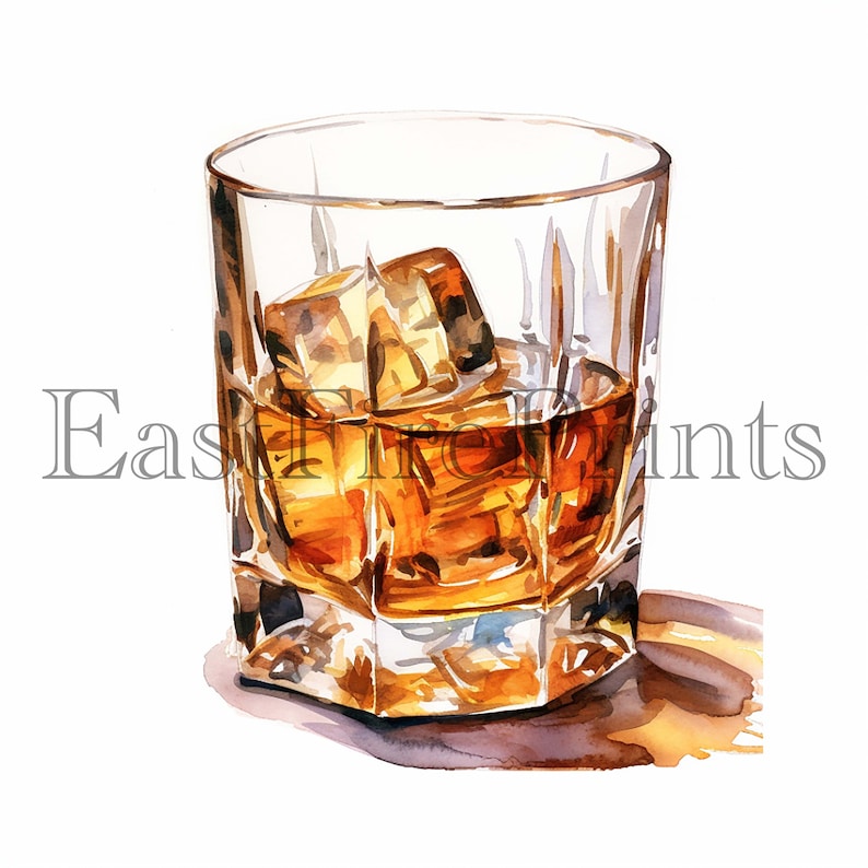 20 Watercolor Whiskey Glass Clipart Bourbon Cocktail - Etsy