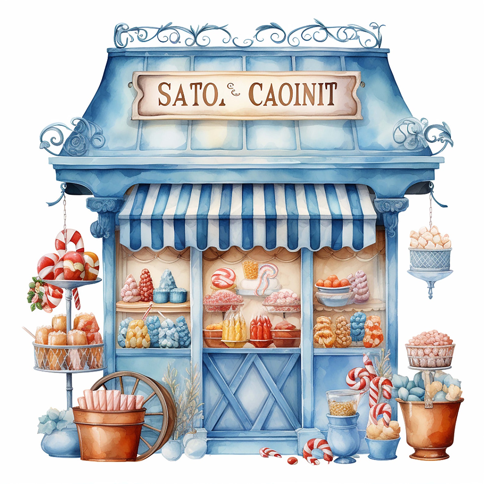 Watercolor Candy Shop Clipart Dessert Clipart Sweets Clipart - Etsy