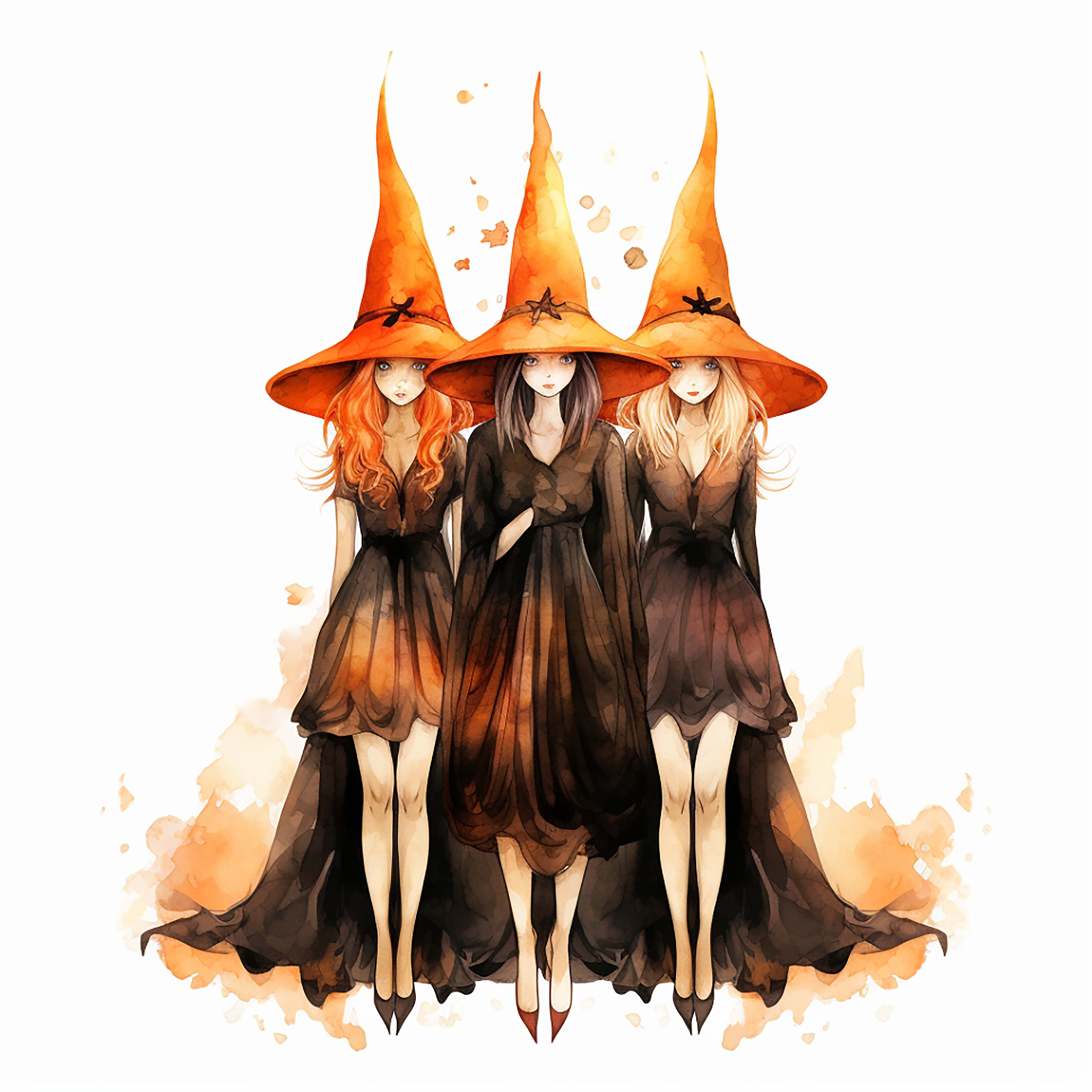 Three Witches Clipart High Quality PNG Halloween Decor - Etsy