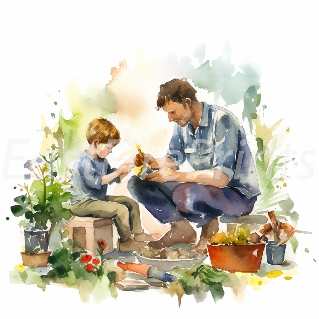 Watercolor Fathers Day Clipart - Set of 5, Card Making, High Quality ...