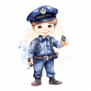 Watercolor Policeman Clipart, Cute Clipart Nursery Clipart Children Jpg ...