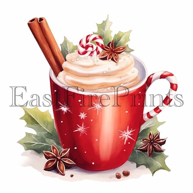 20 Hot Chocolate Watercolor Clip Art PNG Files Hot Cocoa - Etsy