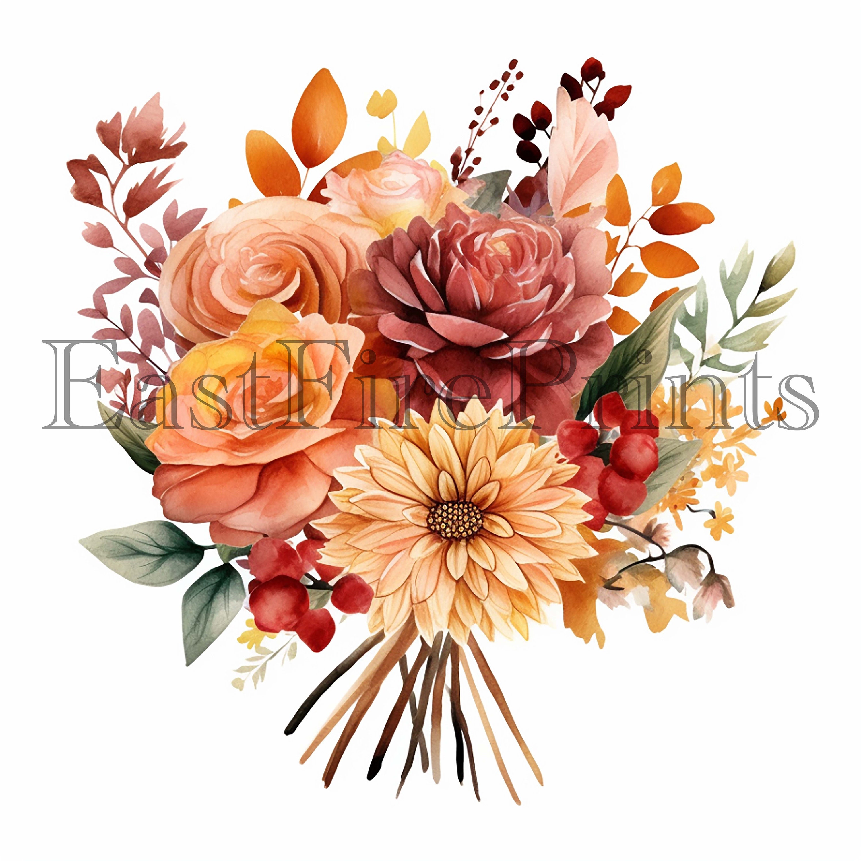 Watercolor Autumn Floral Clipart High Quality Png Autumn - Etsy
