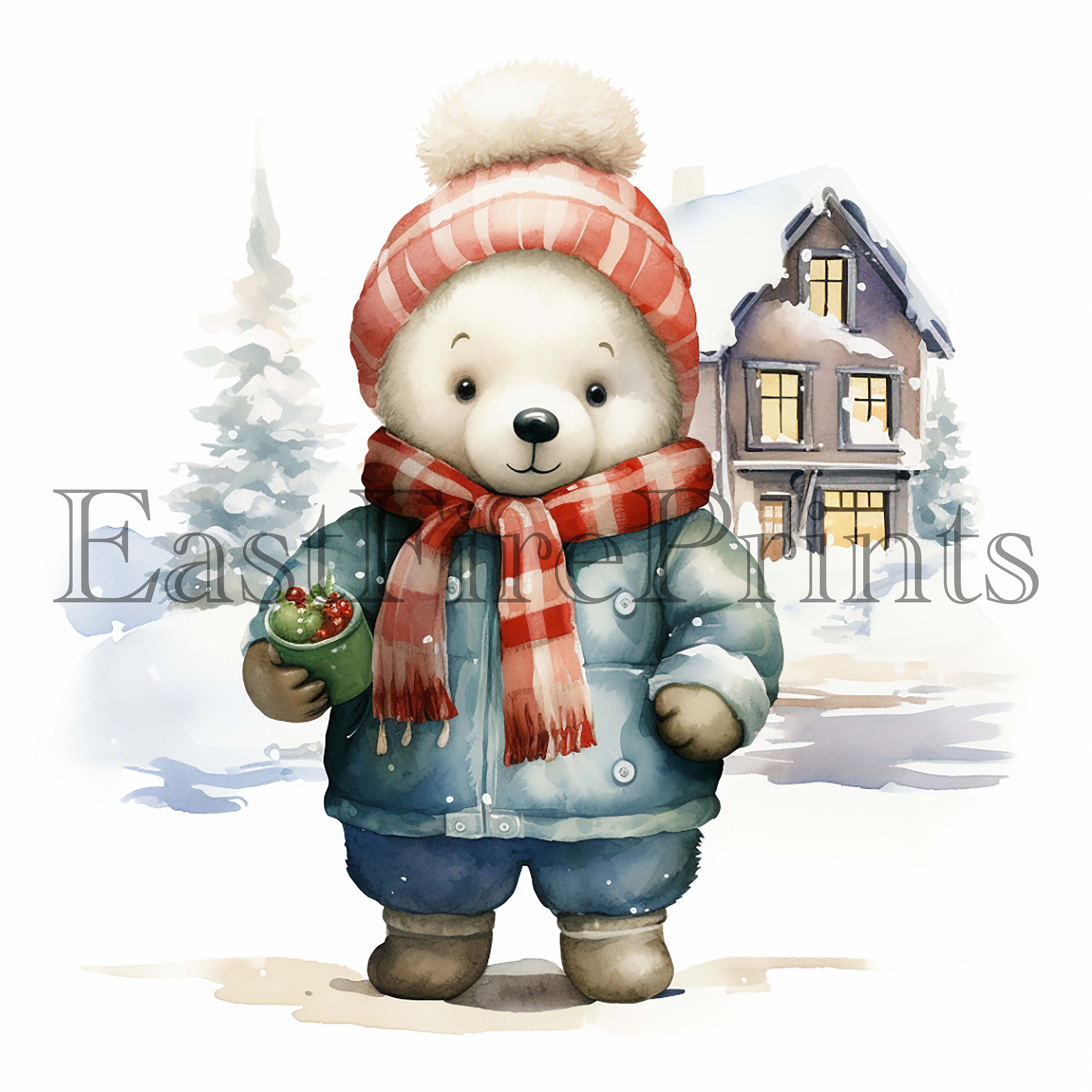 20 Cute Baby Polar Bear Clipart Christmas Clip Art High - Etsy