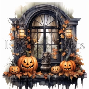 20 Halloween Window Pumpkin Clipart, High Quality Png, Spooky Clip Art ...