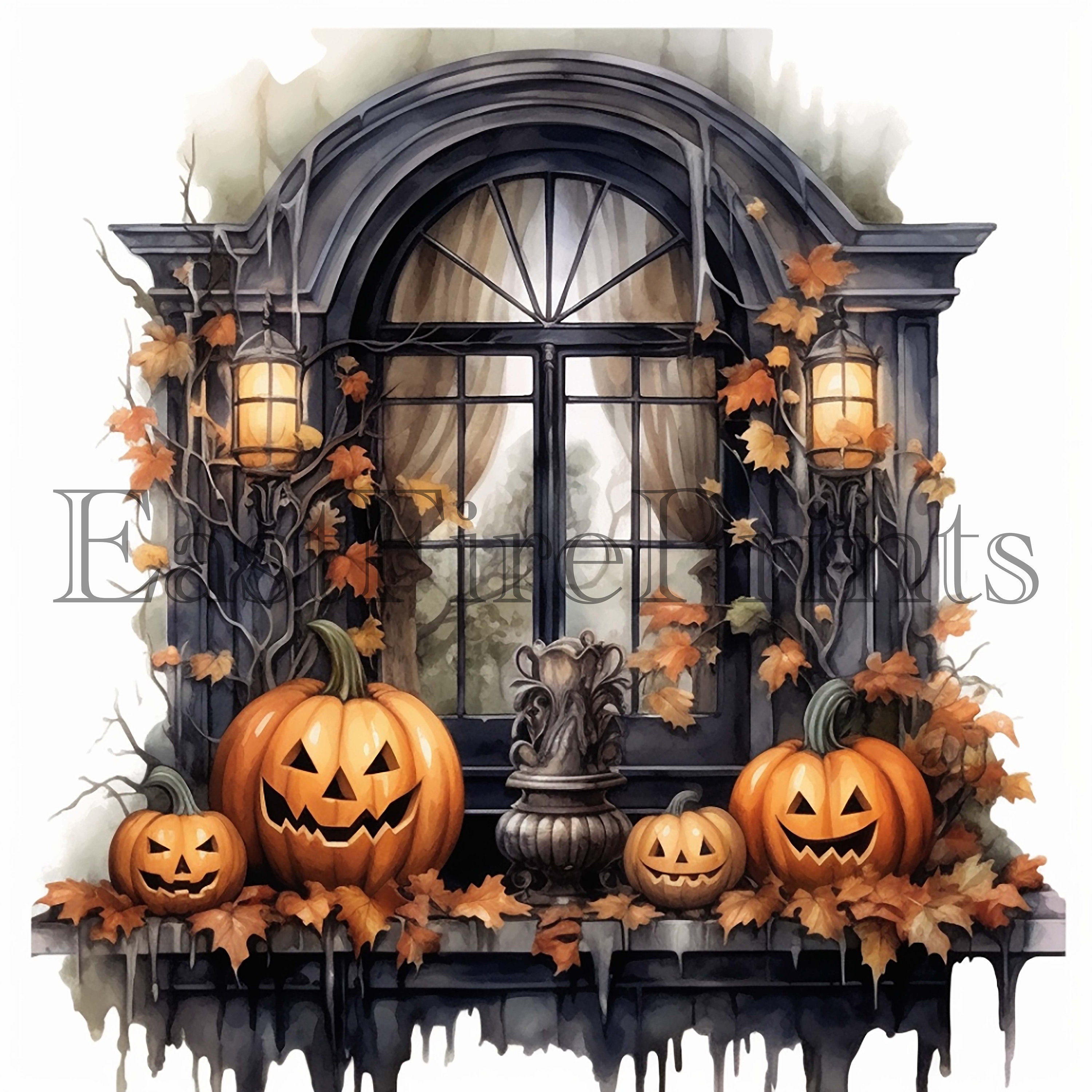 20 Halloween Window Pumpkin Clipart High Quality Png Spooky - Etsy