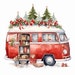 Watercolor Christmas Camper Van Clipart, High Quality JPG, Camper Clip ...