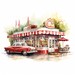 Watercolor Diner Scene Clipart, Retro Clipart, Vintage Diner Clipart ...