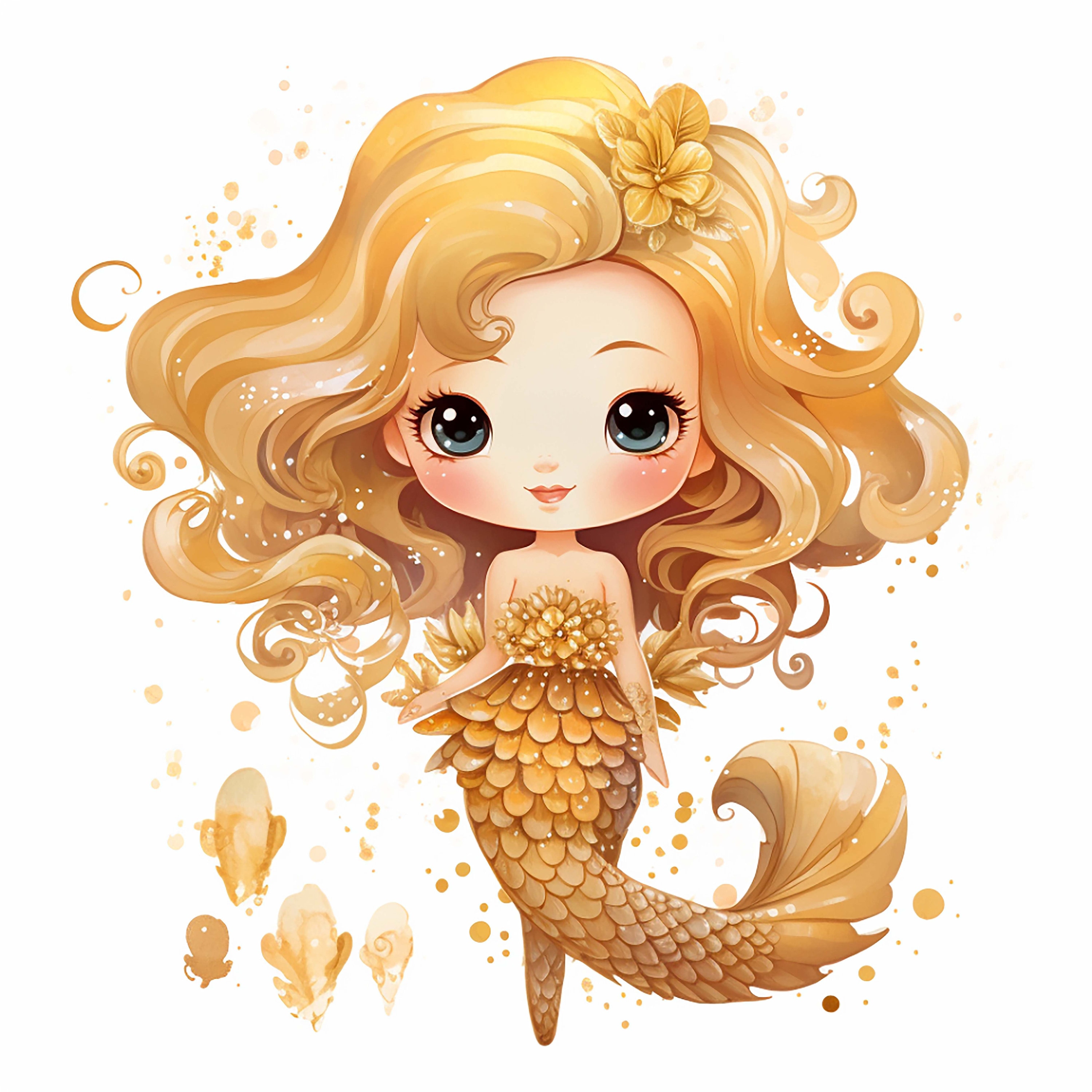 Cute Mermaid Clipart High Quality PNG Nursery Decor Under - Etsy