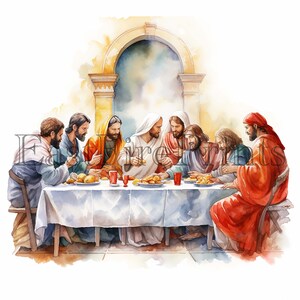 Watercolor the Last Supper Clipart, High Quality Png, Christian Clip ...