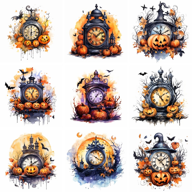 Halloween Clock Clipart High Quality Png Halloween Clipart - Etsy