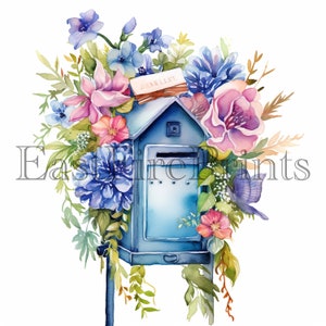 Watercolor Floral Mailboxes Clipart PNG, Cute Rustic Post Boxes Mailbox ...