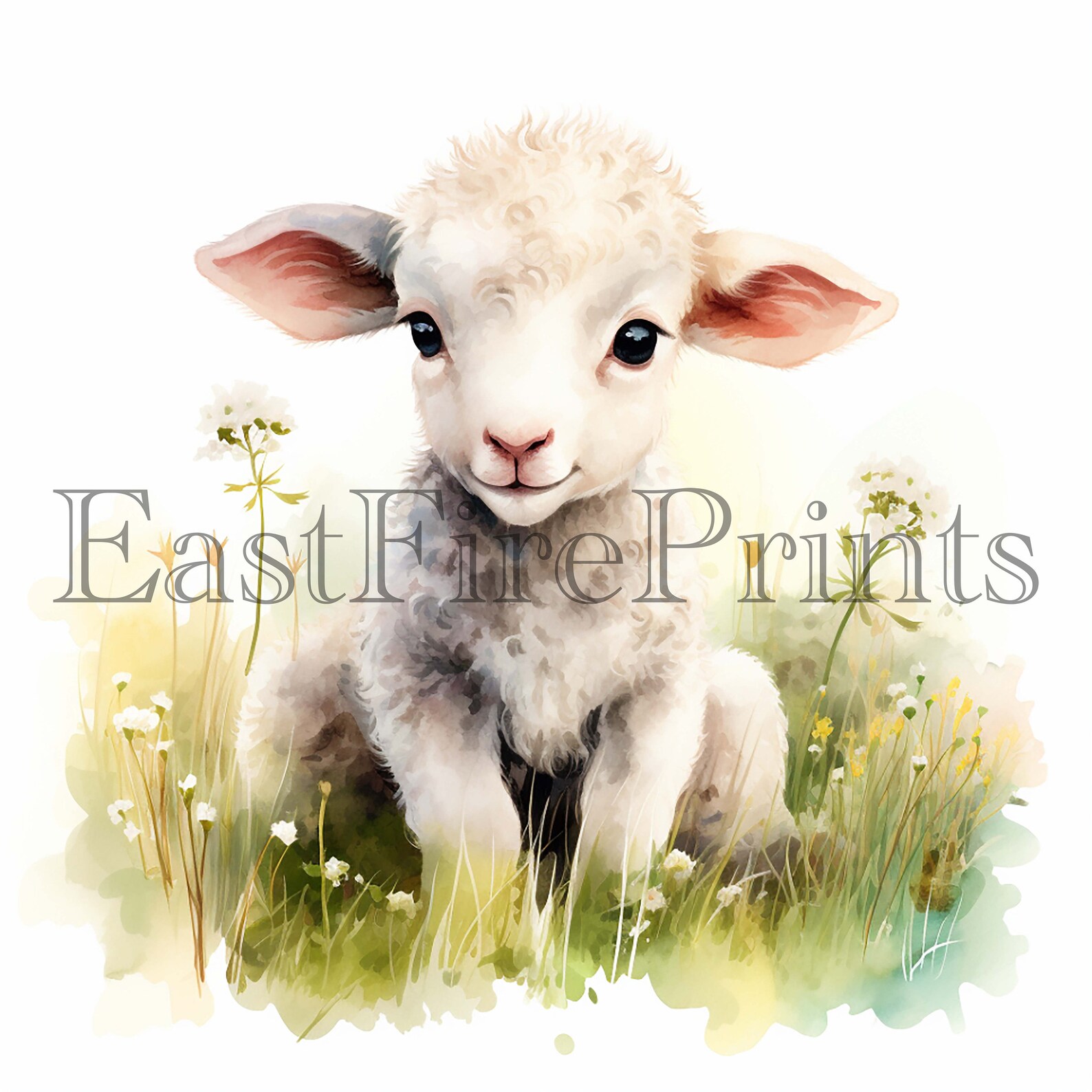 20 Baby Lamb Watercolor Clipart, High Quality Png, Cute Farm Animals ...
