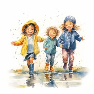 Watercolor Rain Clipart, Rain Graphics Children Clipart Nursery ...