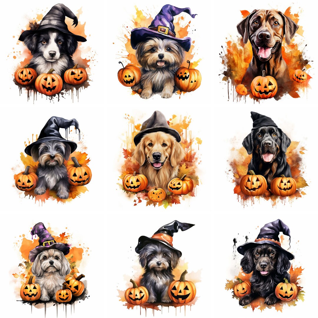 Watercolor Halloween Dog Clipart Cute Clipart Halloween Jpg - Etsy