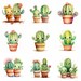 Watercolor Cute Cactus Clipart Cactus Illustration Cute - Etsy