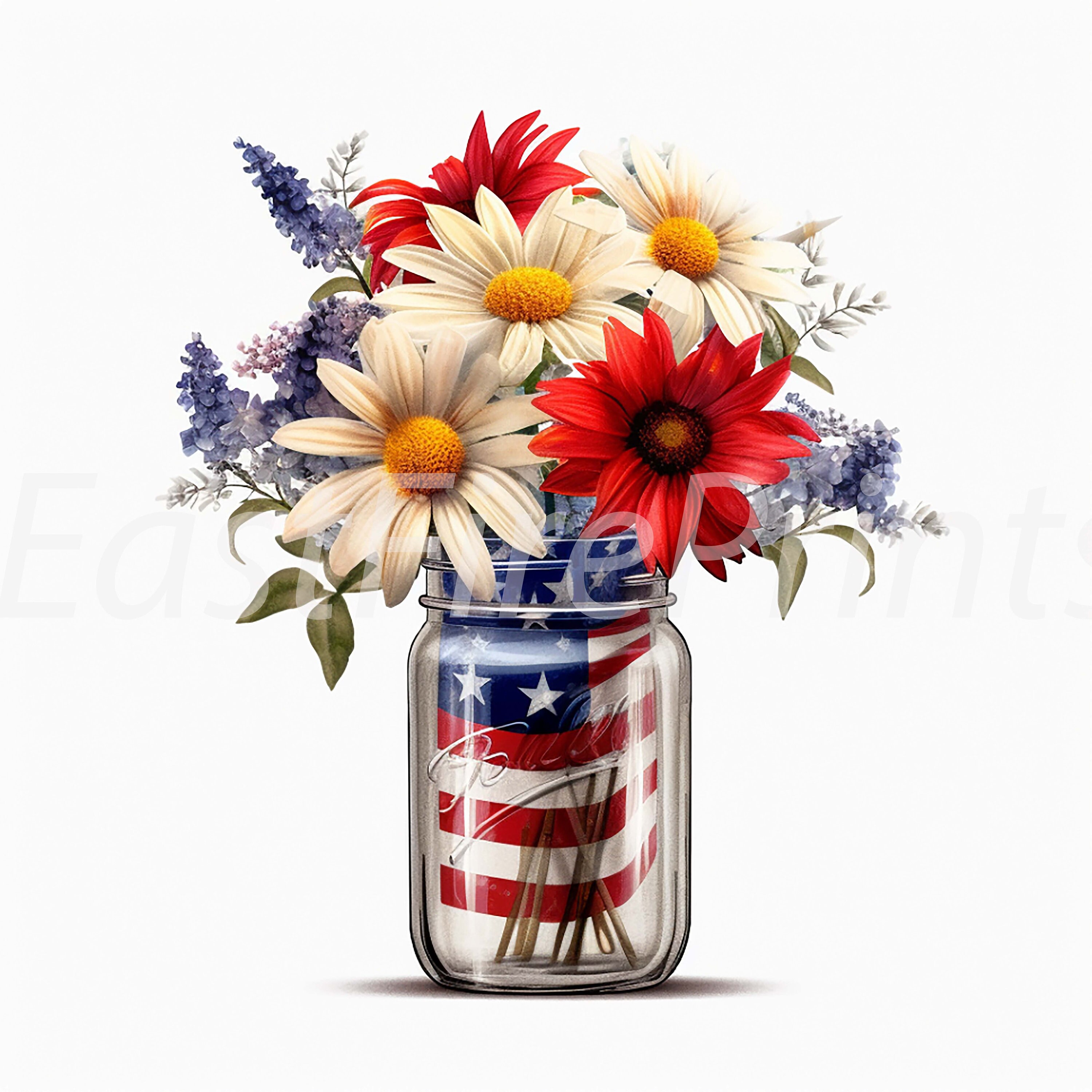 Watercolor 4th of July Floral Clipart Patriotic Floral - Etsy